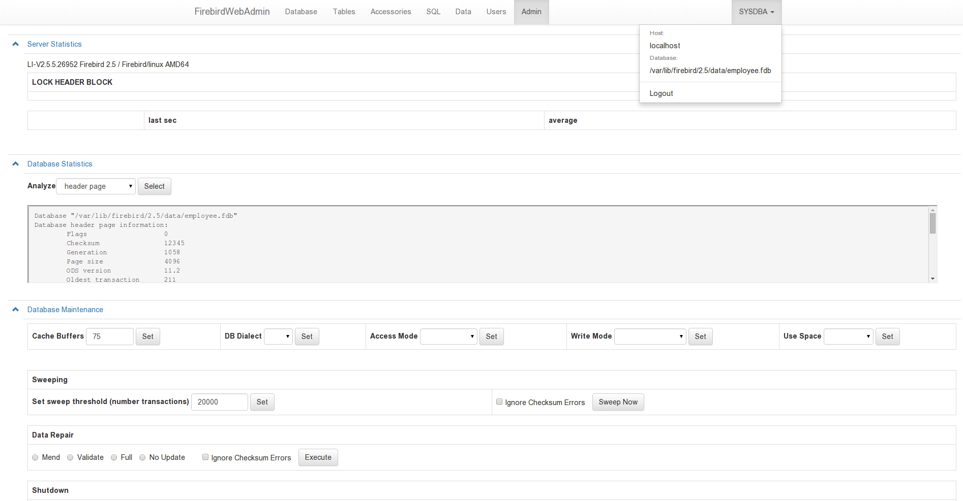 FirebirdWebAdmin 3.2.0 is released - Firebird News